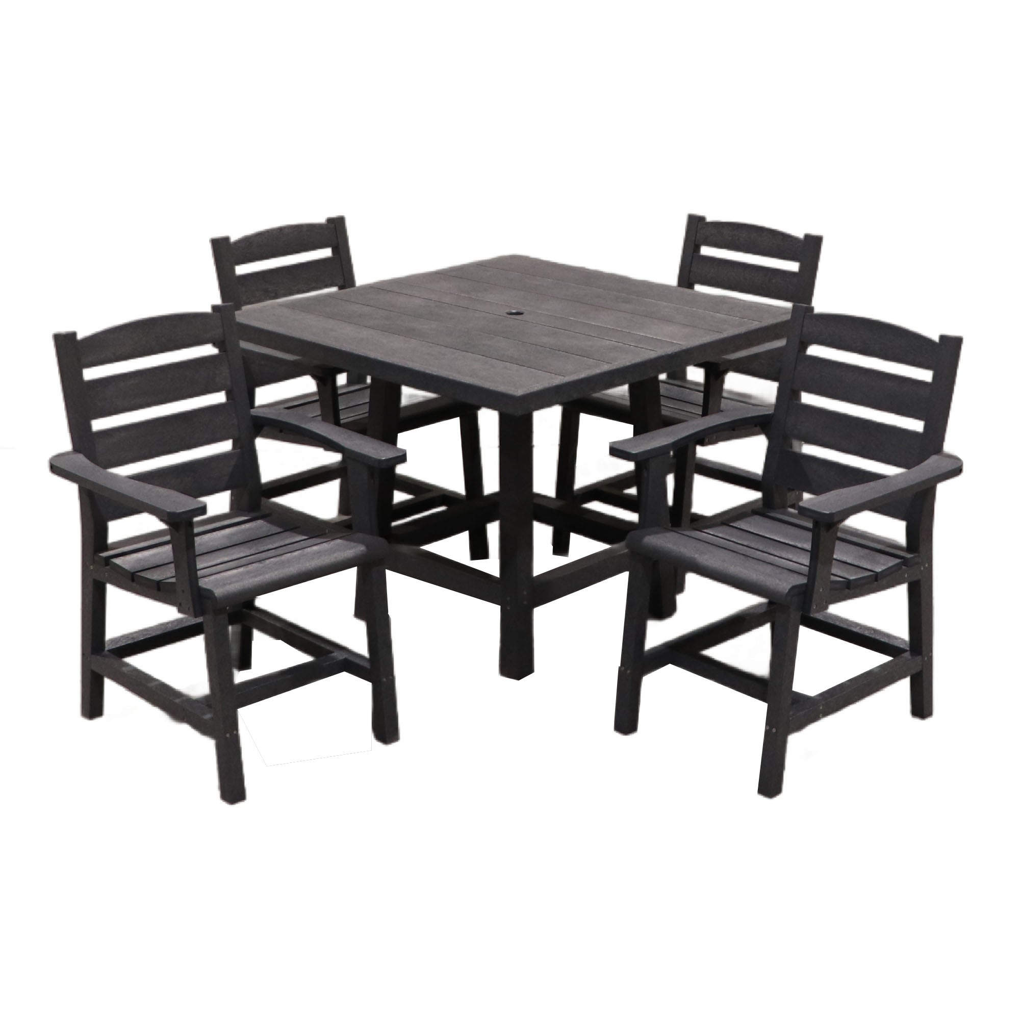 CR Plastics 40" Square Dining Table with Napa Arm Chairs Set – Sun Country Patio Furniture