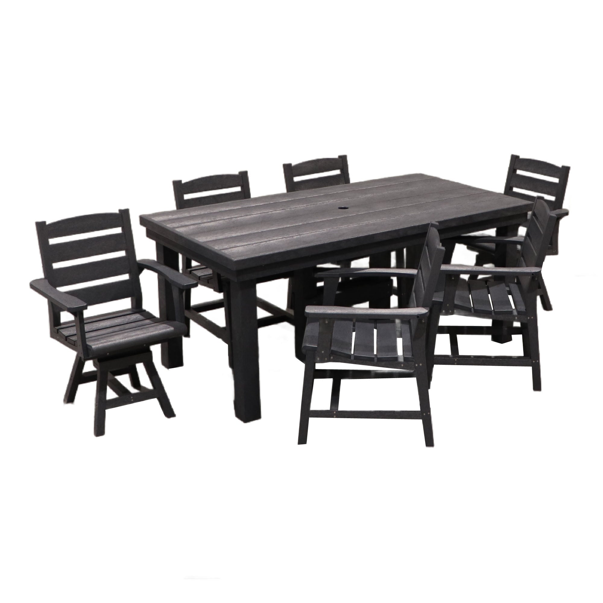 CR Plastics 72" Napa Dining Table with Arm Chairs Set – Sun Country Patio Furniture